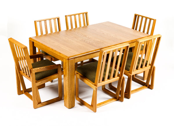 #2200 — Vintage Mid Century 70’s Chunky White Oak Dining Set — Glenn o – Atomic Threshold